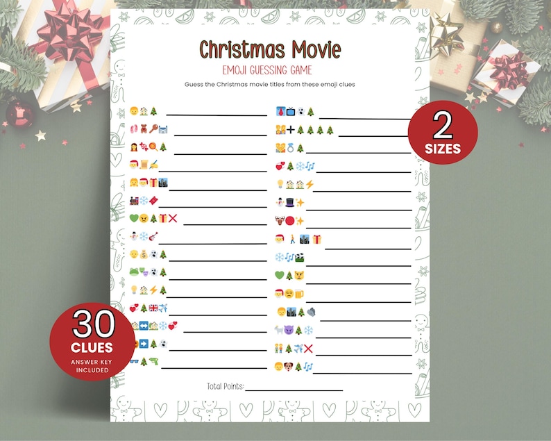 Christmas Movie Emoji Game, Printable Emoji Game, Family Holiday Game ...