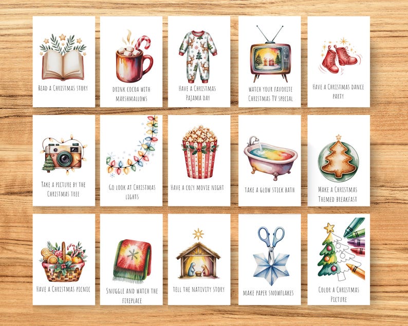 Christmas Advent Activity Cards for Families, Advent Calendar for Kids ...