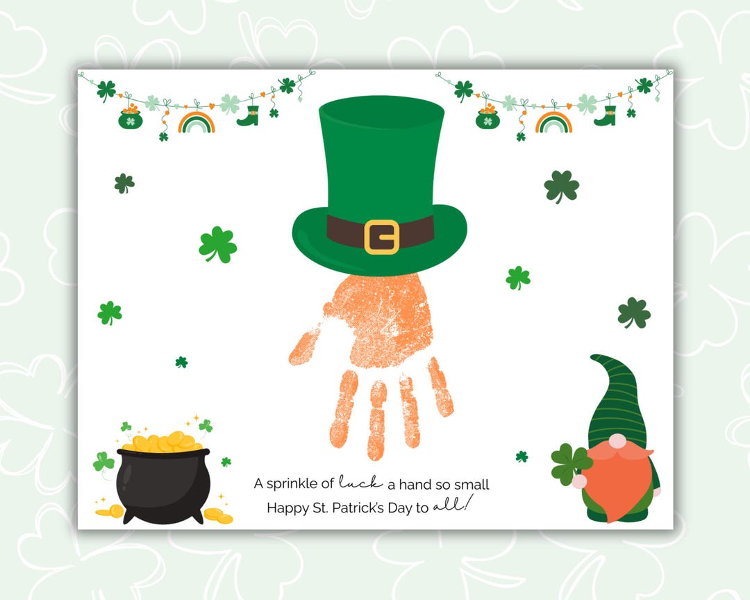 St. Patrick's Day Poem Handprint Craft, Spring Handprint Art, Toddler ...