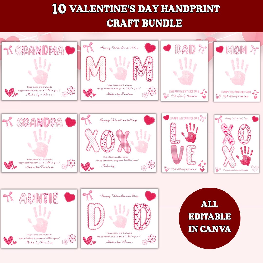 Valentine's Day Handprint Art, Valentine's Day Handprint Craft ...