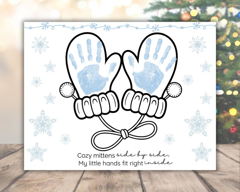 Christmas Handprint Craft, Winter Handprint Daycare Craft, DIY Holiday ...