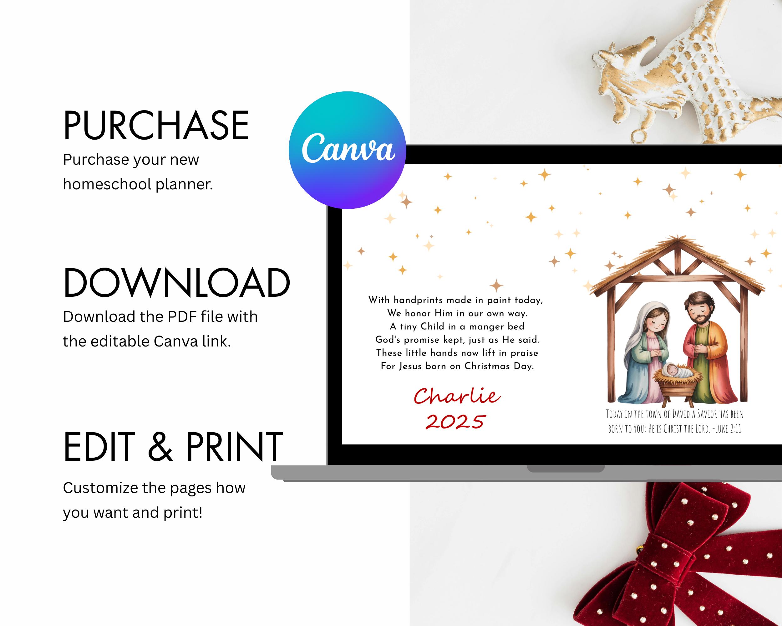 Nativity Handprint Craft Printable, Christmas Keepsake Handprint ...