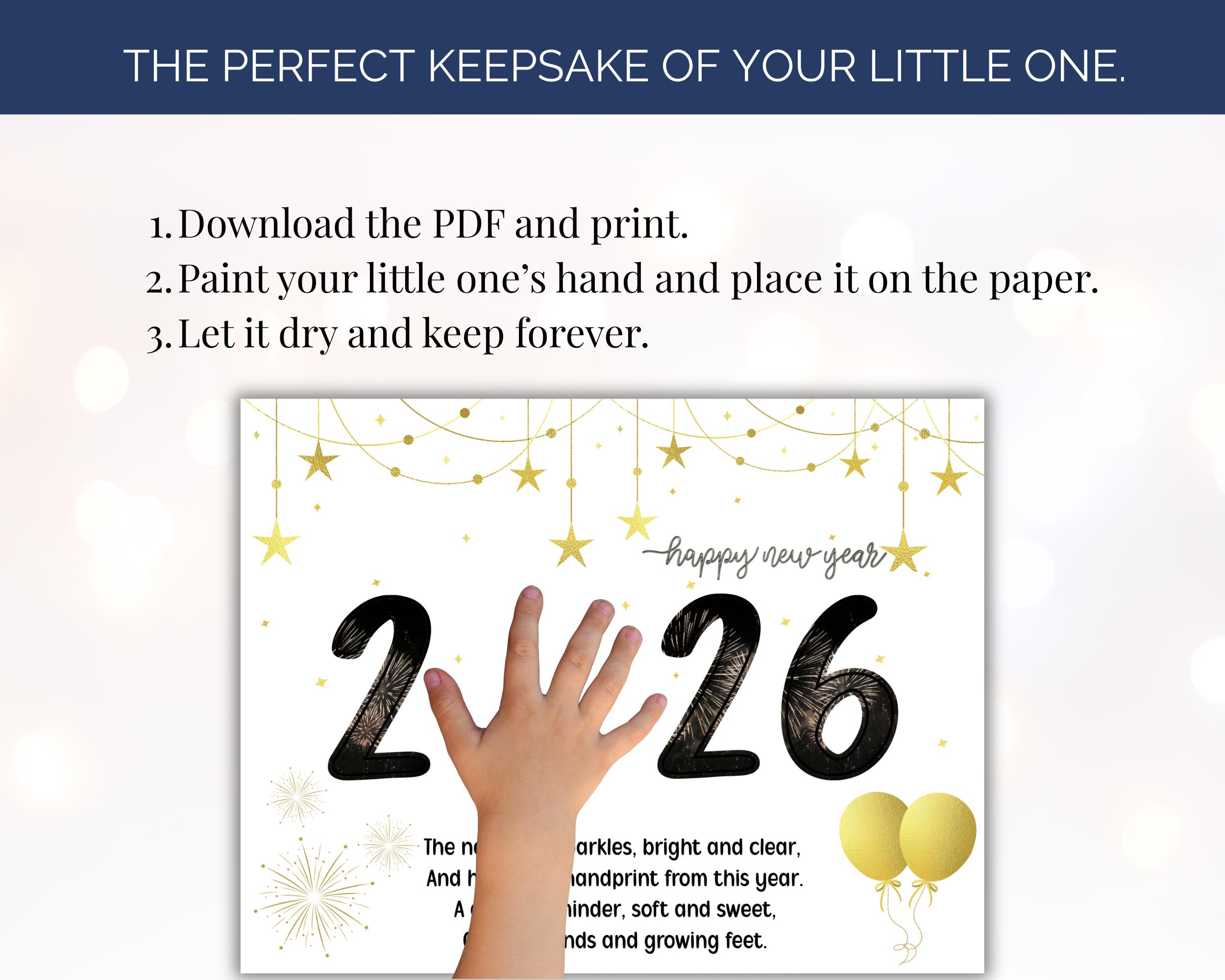 2026 New Year's Printable Handprint Craft, Handprint Daycare Activity ...