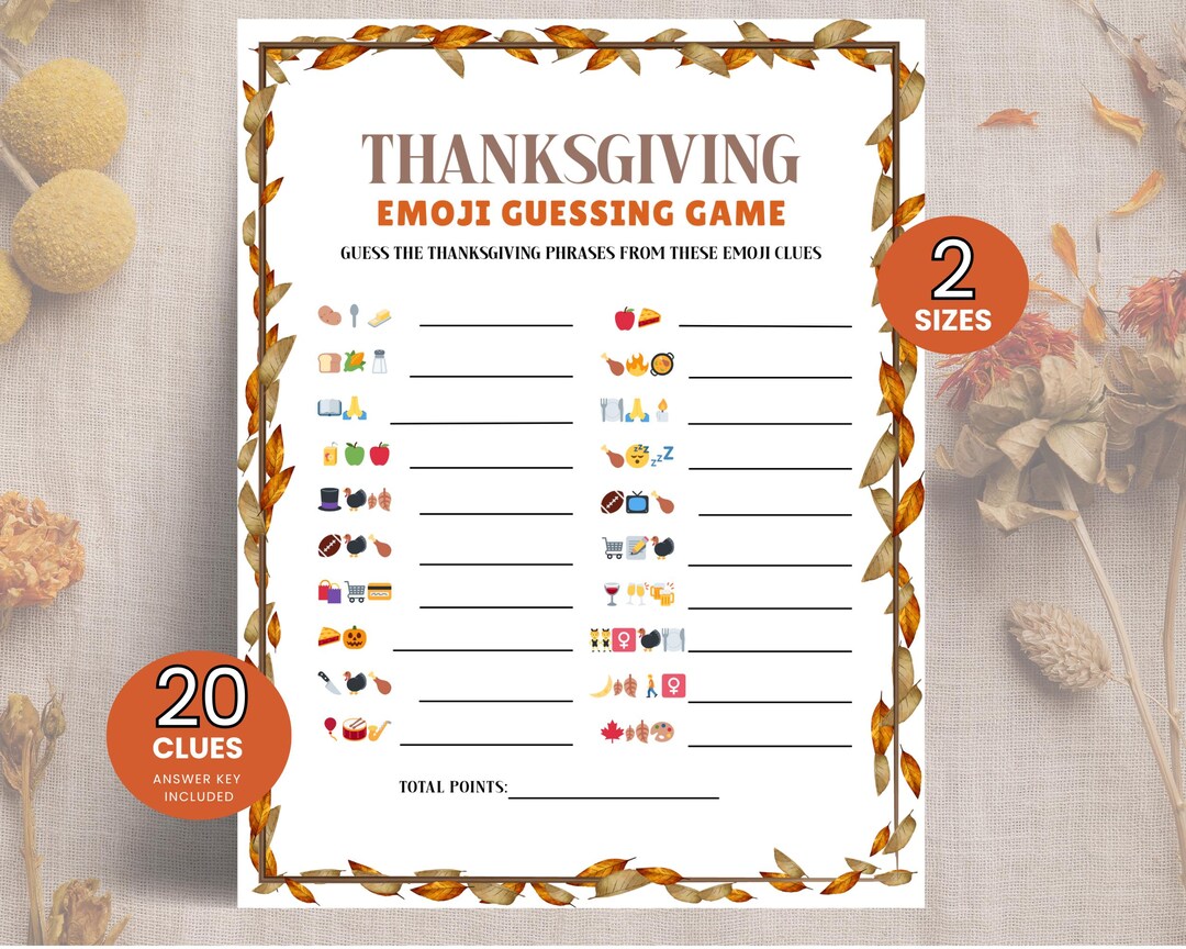 Thanksgiving Emoji Game, Friendsgiving Games, Turkey Day Games ...