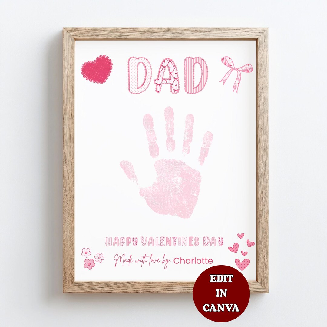 Dad Valentine's Handprint Craft for Toddlers, Valentine's Day Handprint ...