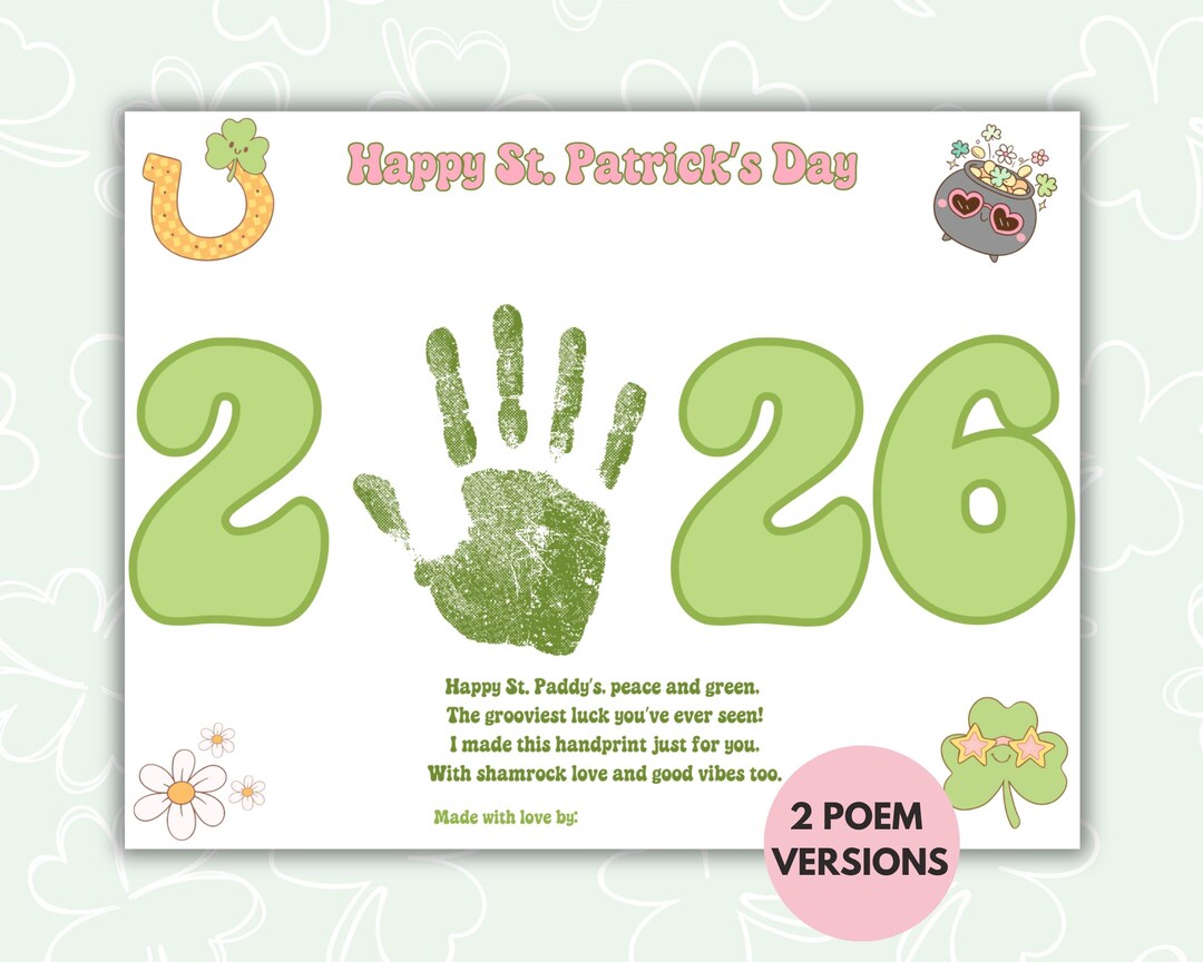 St. Patrick's Day Poem Handprint Craft, Spring Handprint Art, Toddler ...