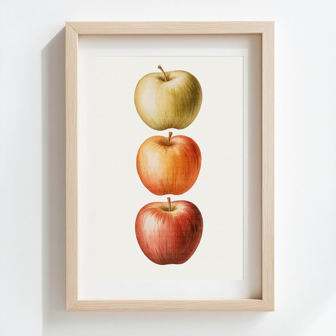 Rustic Fall Apple Wall Decor Digital Download | Minimalist Autumn Cozy ...