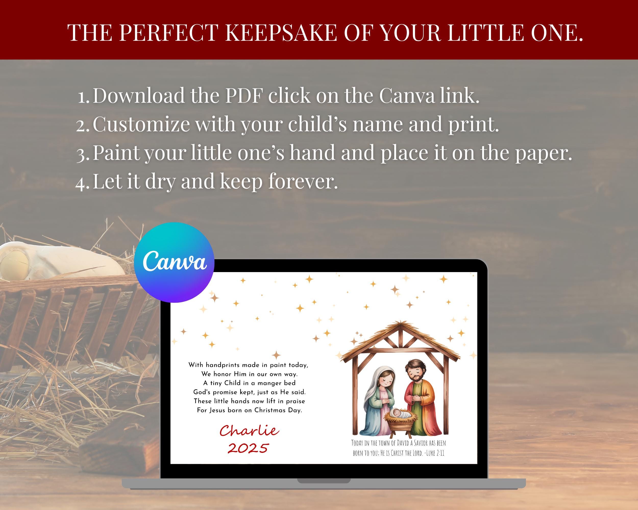 Nativity Handprint Craft Printable, Christmas Keepsake Handprint ...