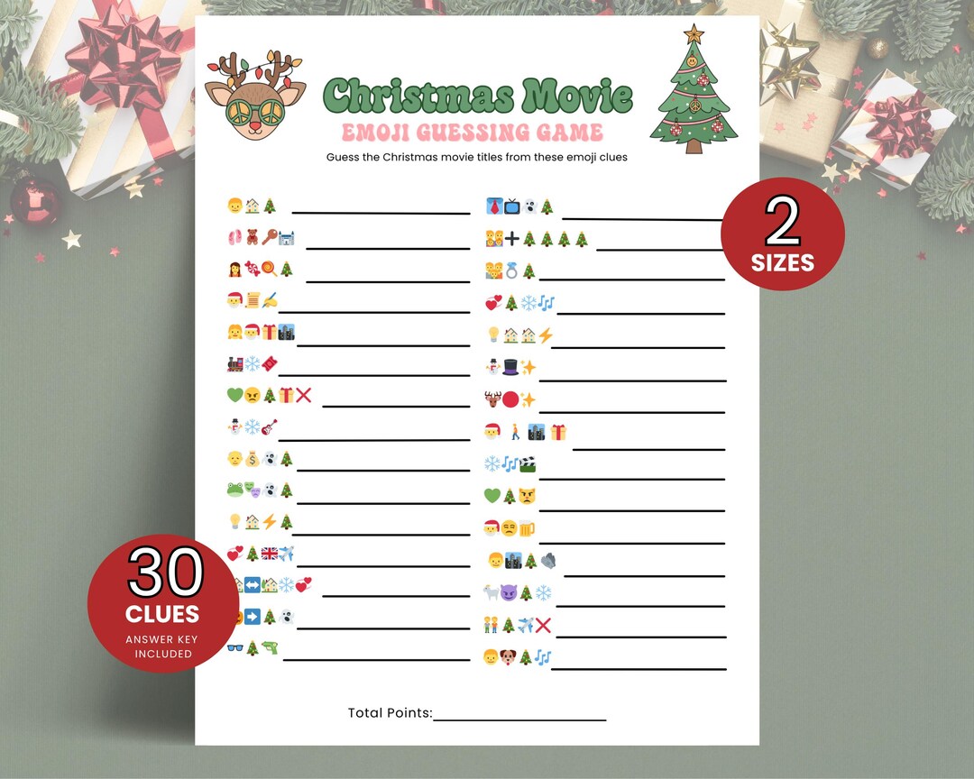 Christmas Movie Emoji Game, Printable Emoji Game, Family Holiday Game ...