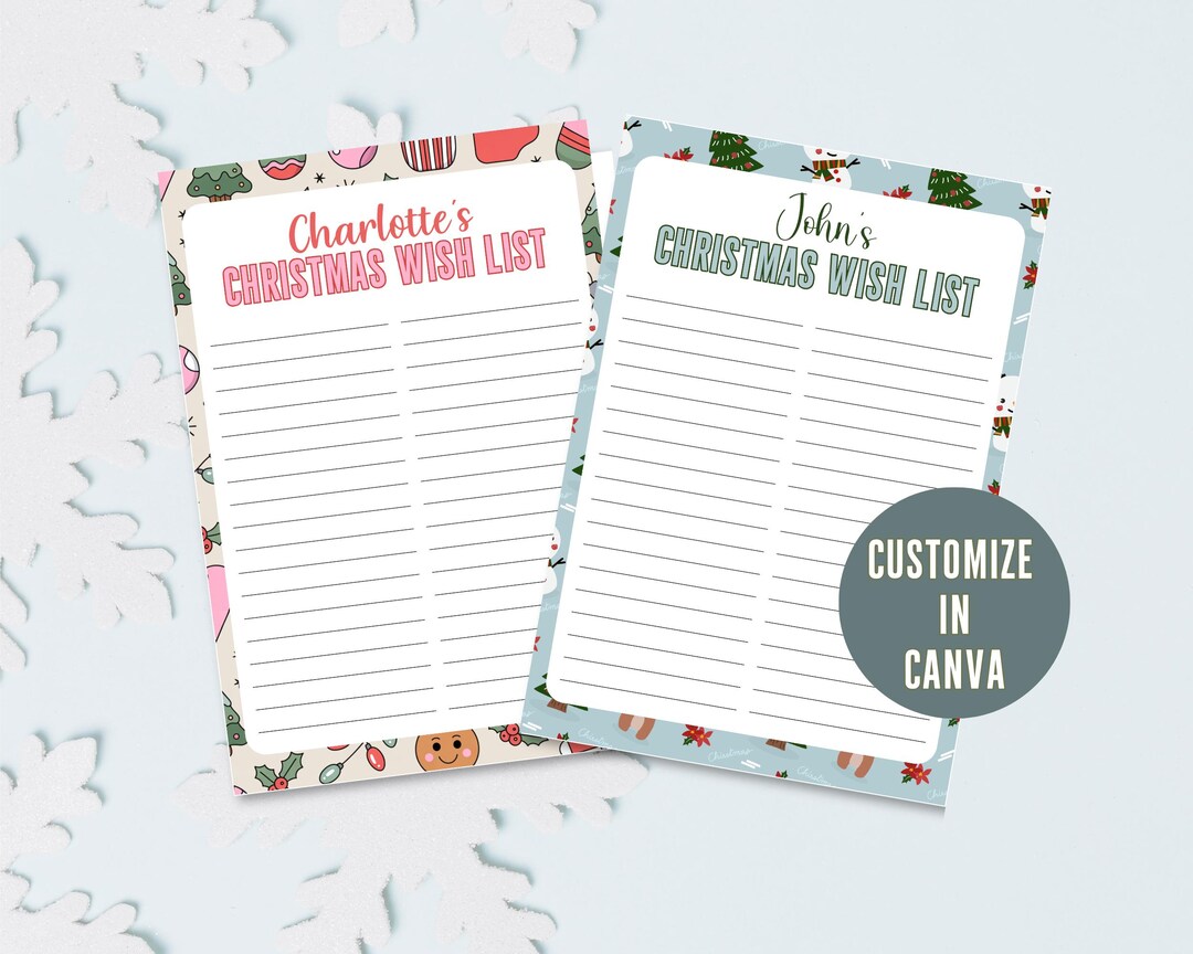 Editable Kids Christmas Wish List, Santa Wishlist Template, Printable ...