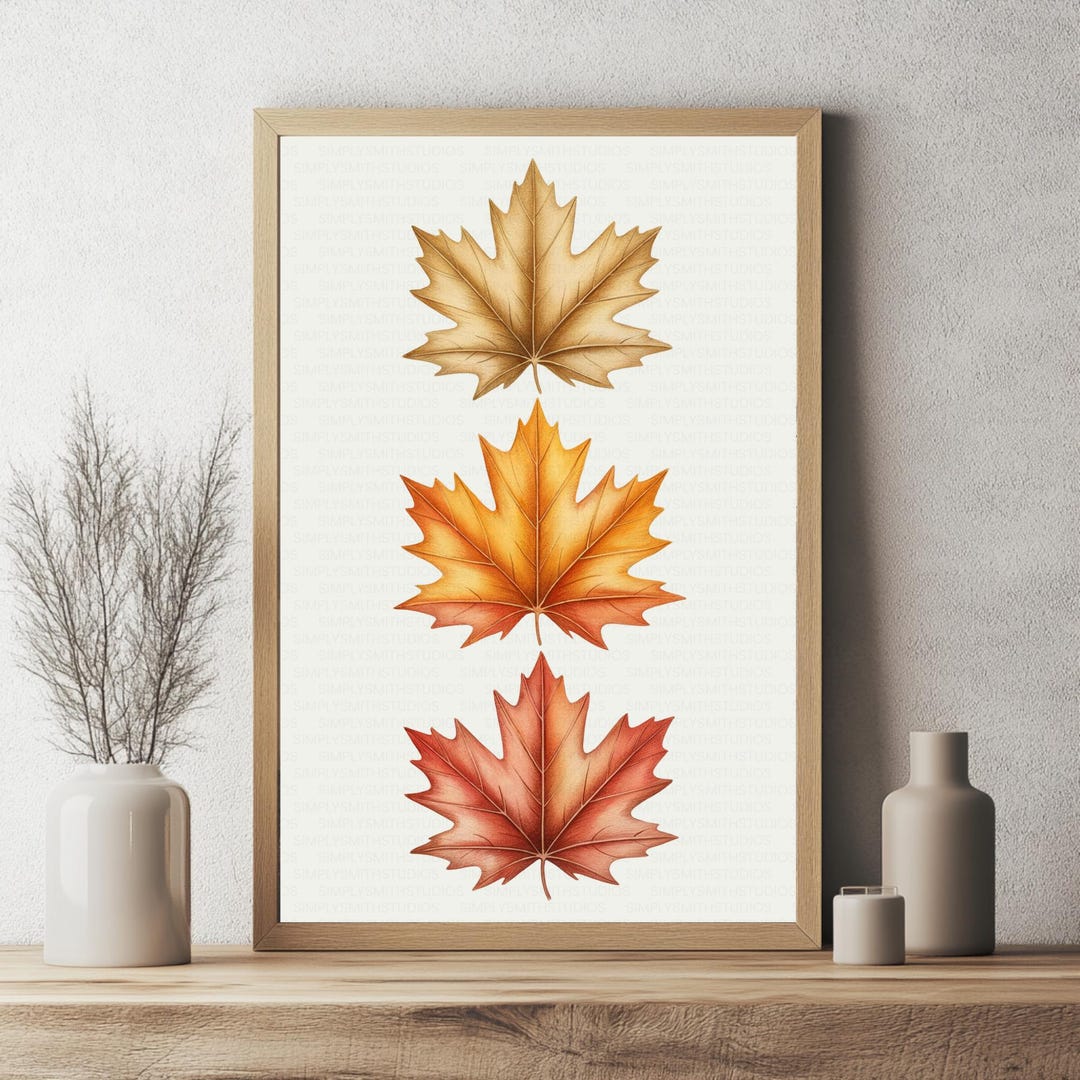 Rustic Maple Leaf Art Digital Download | Cozy Neutral Autumn Print ...