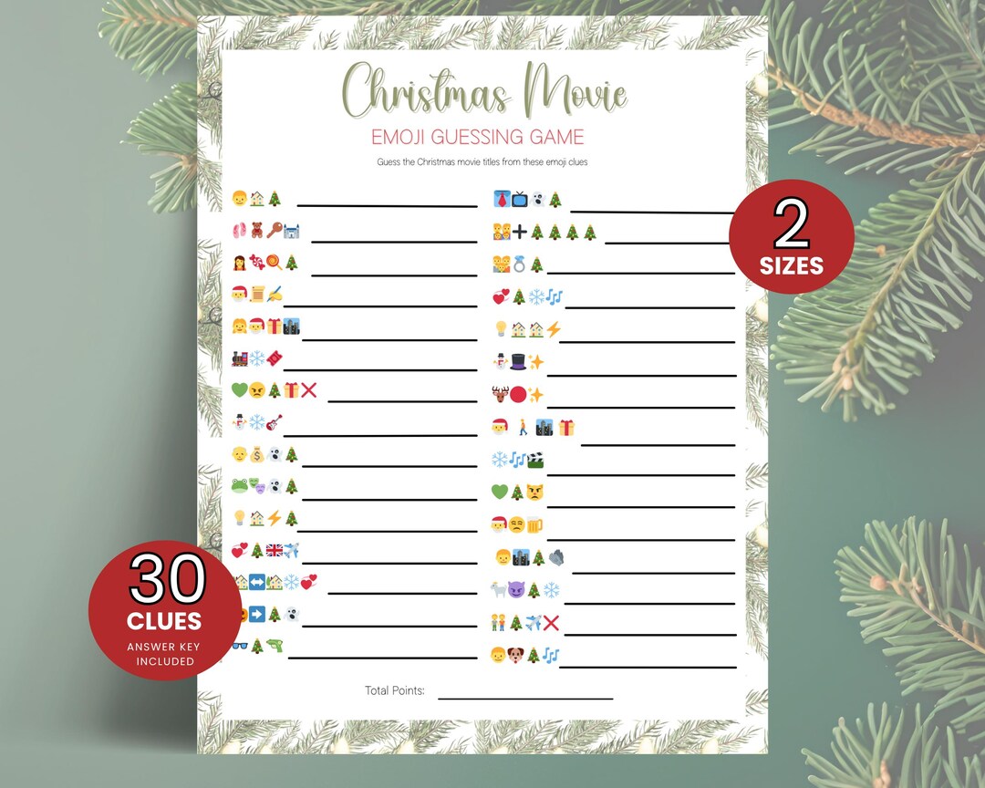 Christmas Movie Emoji Game, Printable Emoji Game, Family Holiday Game ...