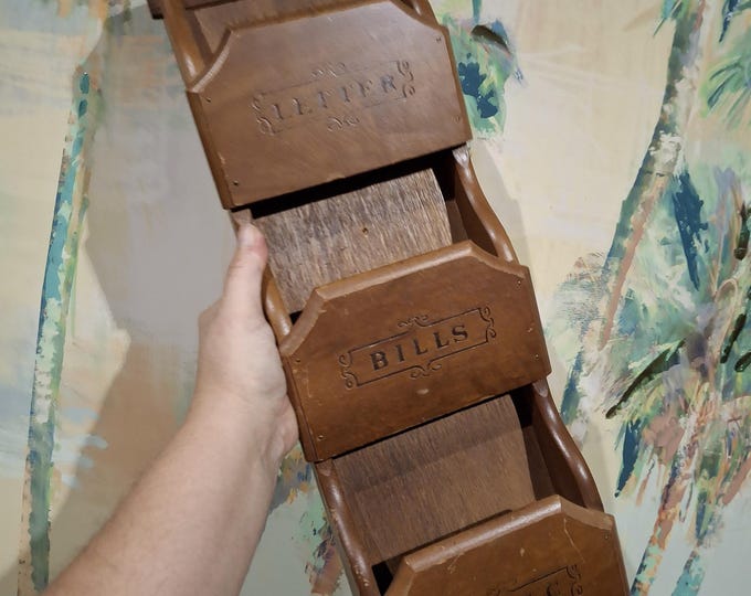 Vintage Bill Mail Wall Organizer Wood Key - Etsy
