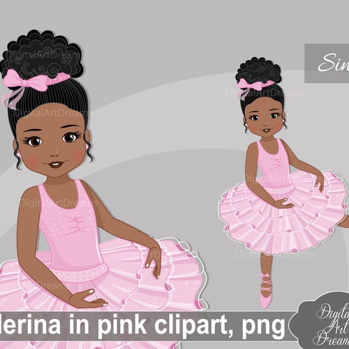 Ballerina African American Clipart Little Girls Graphics - Etsy