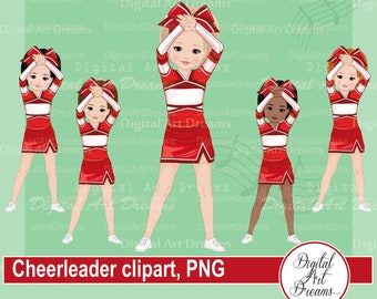 Cheerleader Clipart Little Girls in Purple Uniform Cute | Etsy