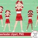 Cheerleader Clipart - Girls in Red Uniform - Cute Little Girls Clipart ...