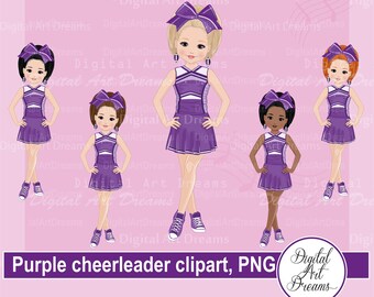 Cheerleader Clipart Girls in Pink Uniform Cute Little | Etsy