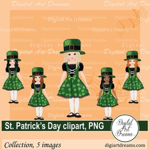 St Patricks Day Clipart - Girl Clipart - Leprechaun Clipart - Shamrock ...