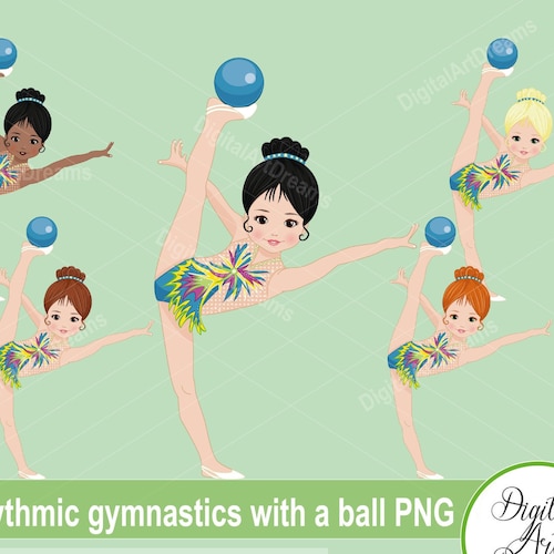 Rhythmic Gymnastics Clip Art Gymnastics With Ribbon Little - Etsy