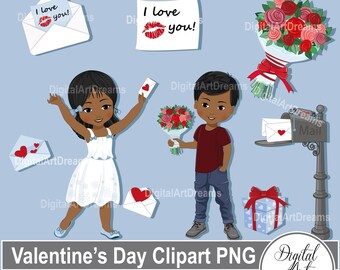 Valentine's Day Graphics African American Clip Art | Etsy