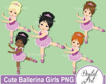 Little Ballerina Clip Art Ballet Rehearsal Cute Girl | Etsy