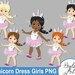 Cute Girls Clipart, Unicorn Dress Clip Art, Little Girl Graphics ...