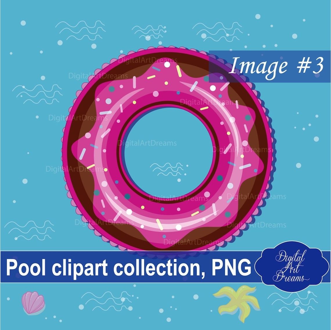 Donut Pool Float Clipart Little Girls Graphics Cute - Etsy