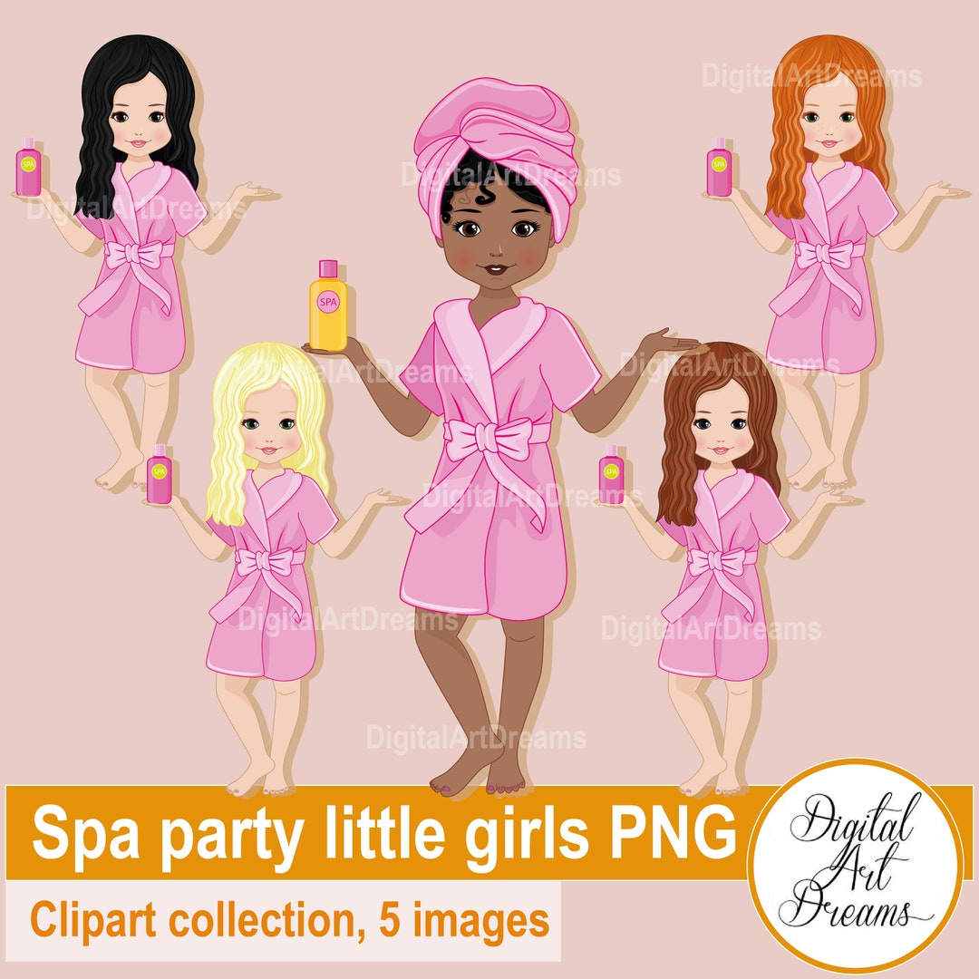 Spa Party Clip Art, Little Girls Clipart, Cute Characters, Bath Time ...