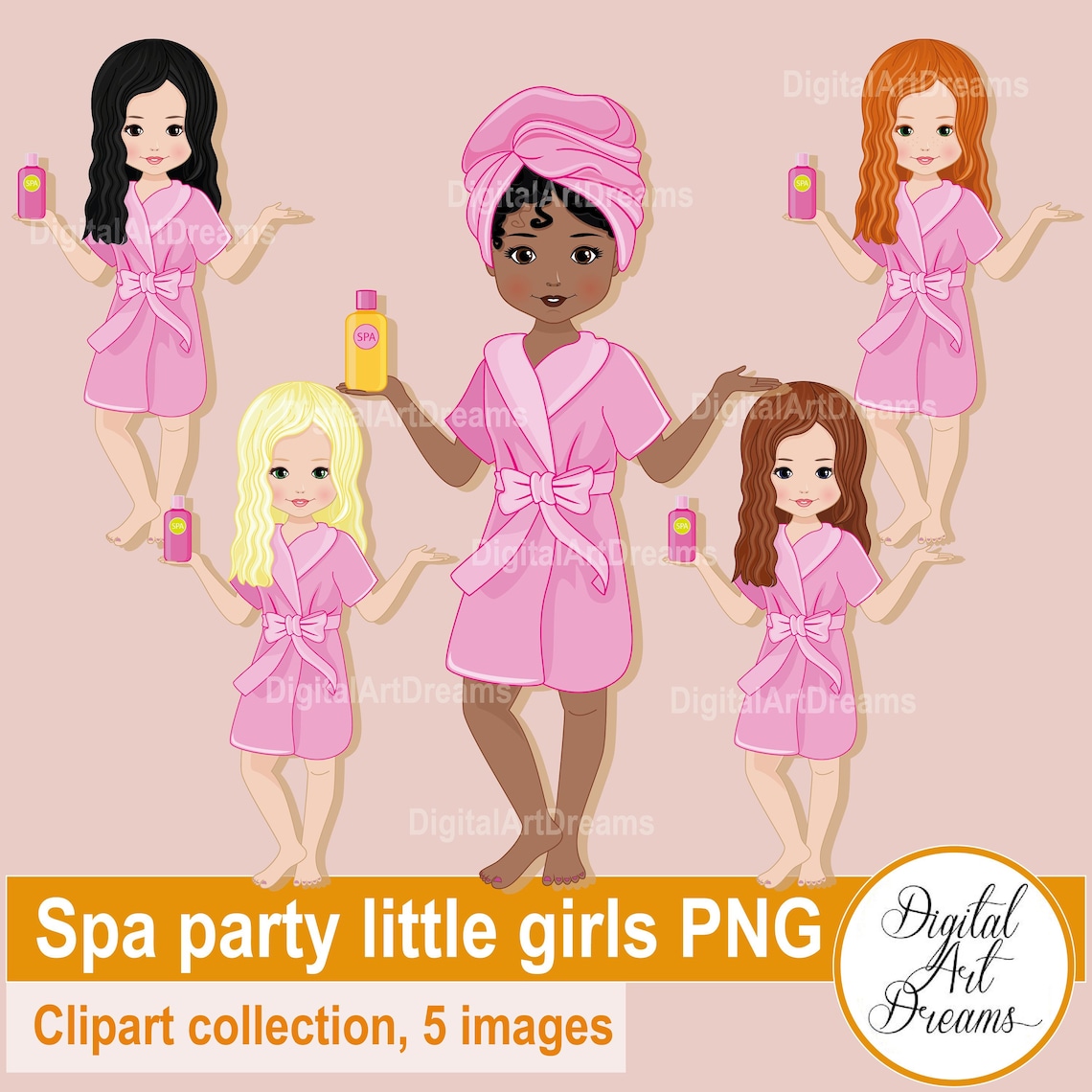 Spa Party Clip Art, Little Girls Clipart, Cute Characters, Bath Time ...