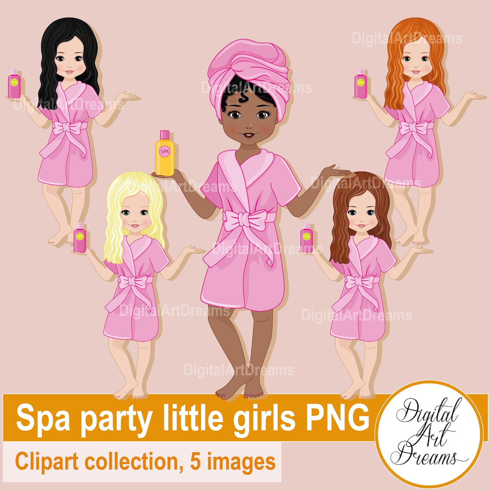 Spa Party Clip Art, Little Girls Clipart, Cute Characters, Bath Time ...
