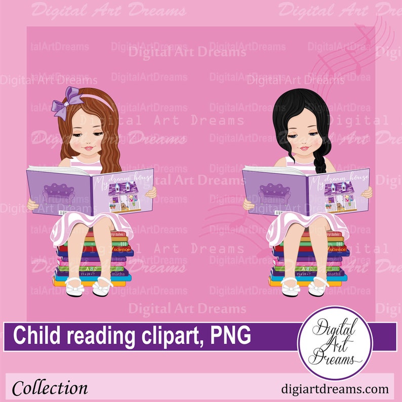 Girl With Books Clipart School Clip Art Reading Clipart - Etsy