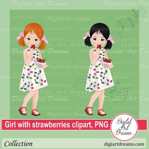 Girl With Strawberries Clipart, Strawberry Images, Little Girls Png ...