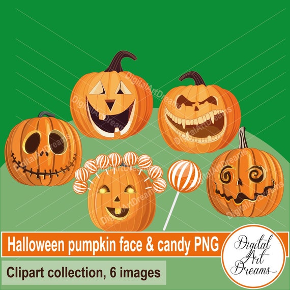 Halloween Pumpkin Face Clipart Jack O'lantern Clip Art - Etsy