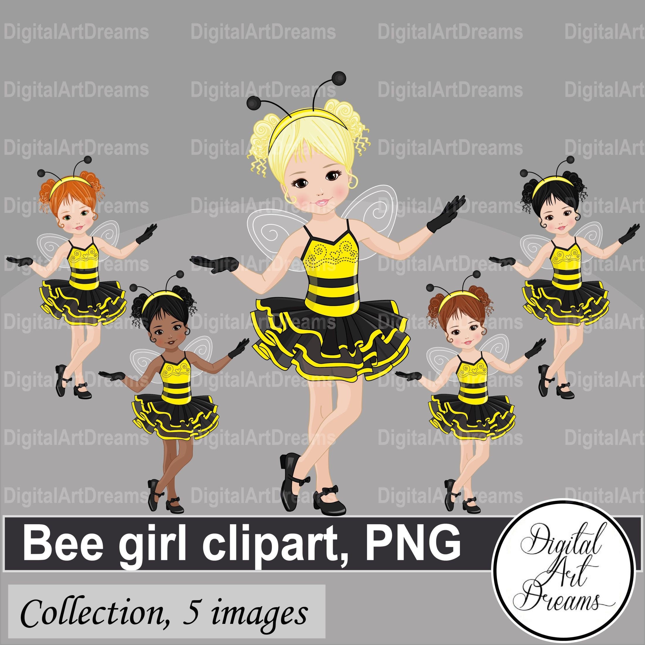 Bee Girl Clipart Little Girls Bee Costume Cute Graphics | Etsy