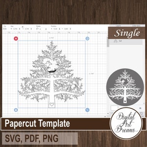 Tree SVG Cut, Papercutting Template PDF, Love Birds, Baby Papercut ...