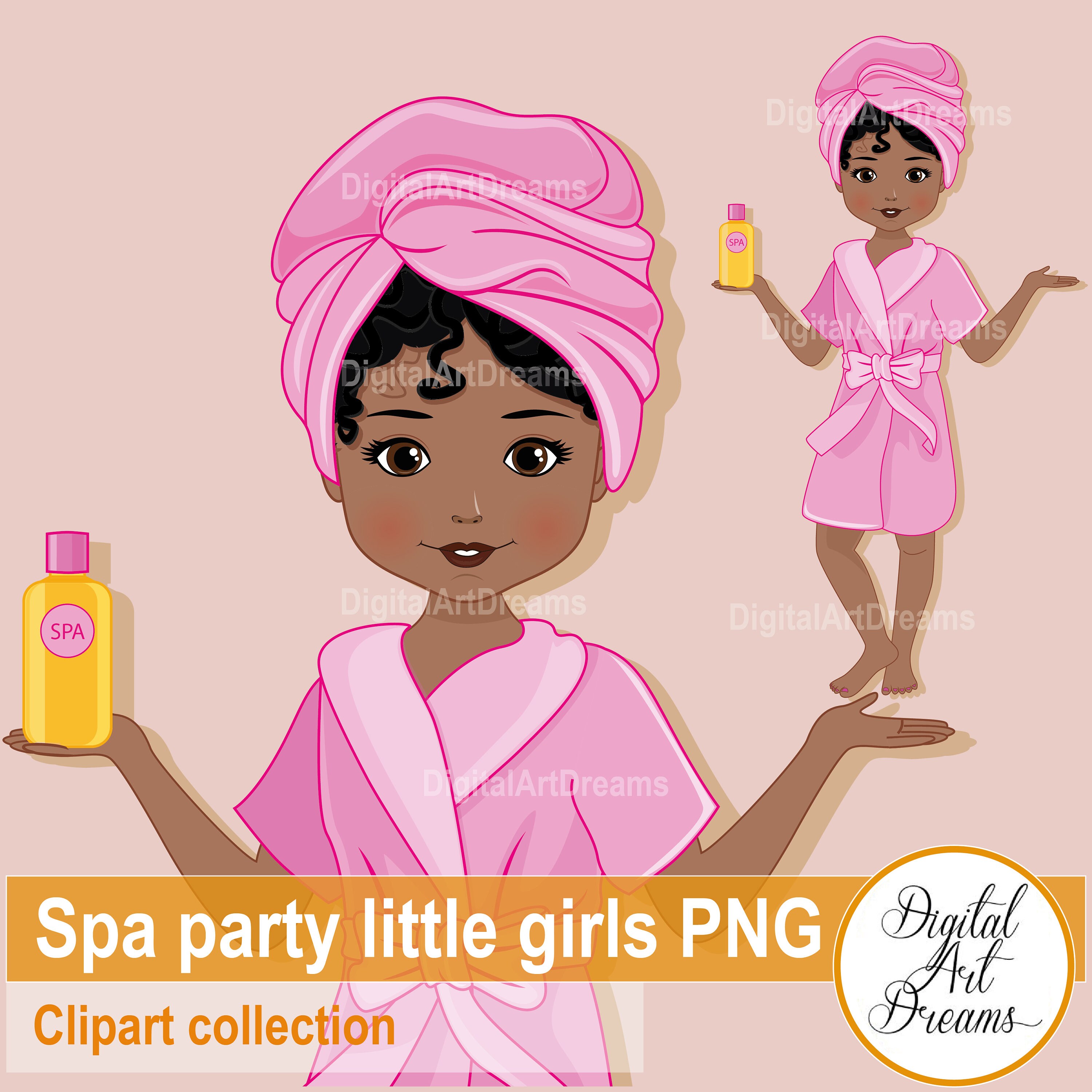 Spa Party Clip Art, Little Girls Clipart, Cute Characters, Bath Time ...