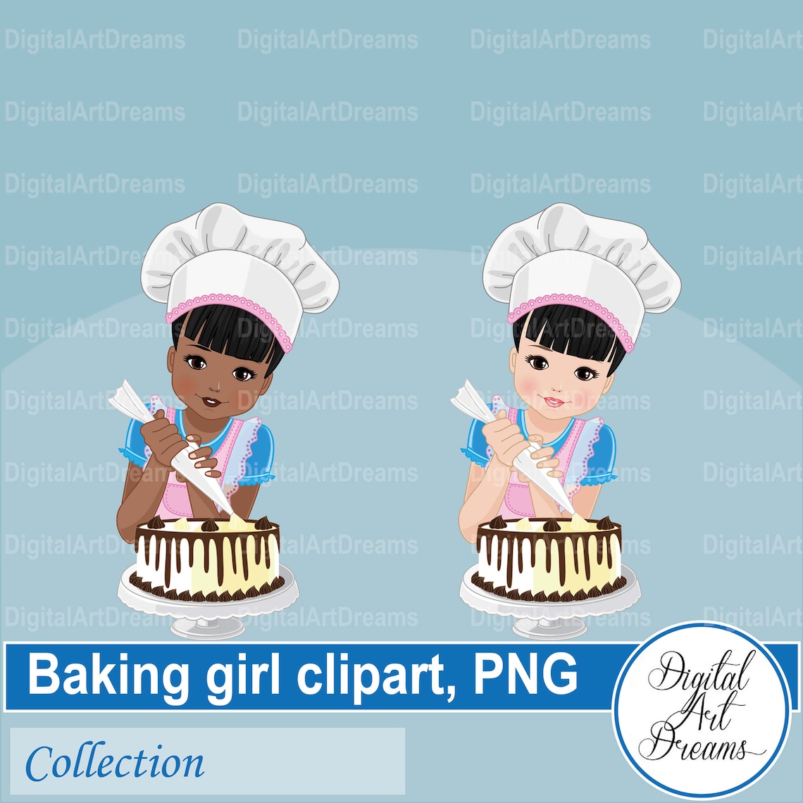 Baking Girl Clipart Cute Baker Girl Baking Party Cake | Etsy