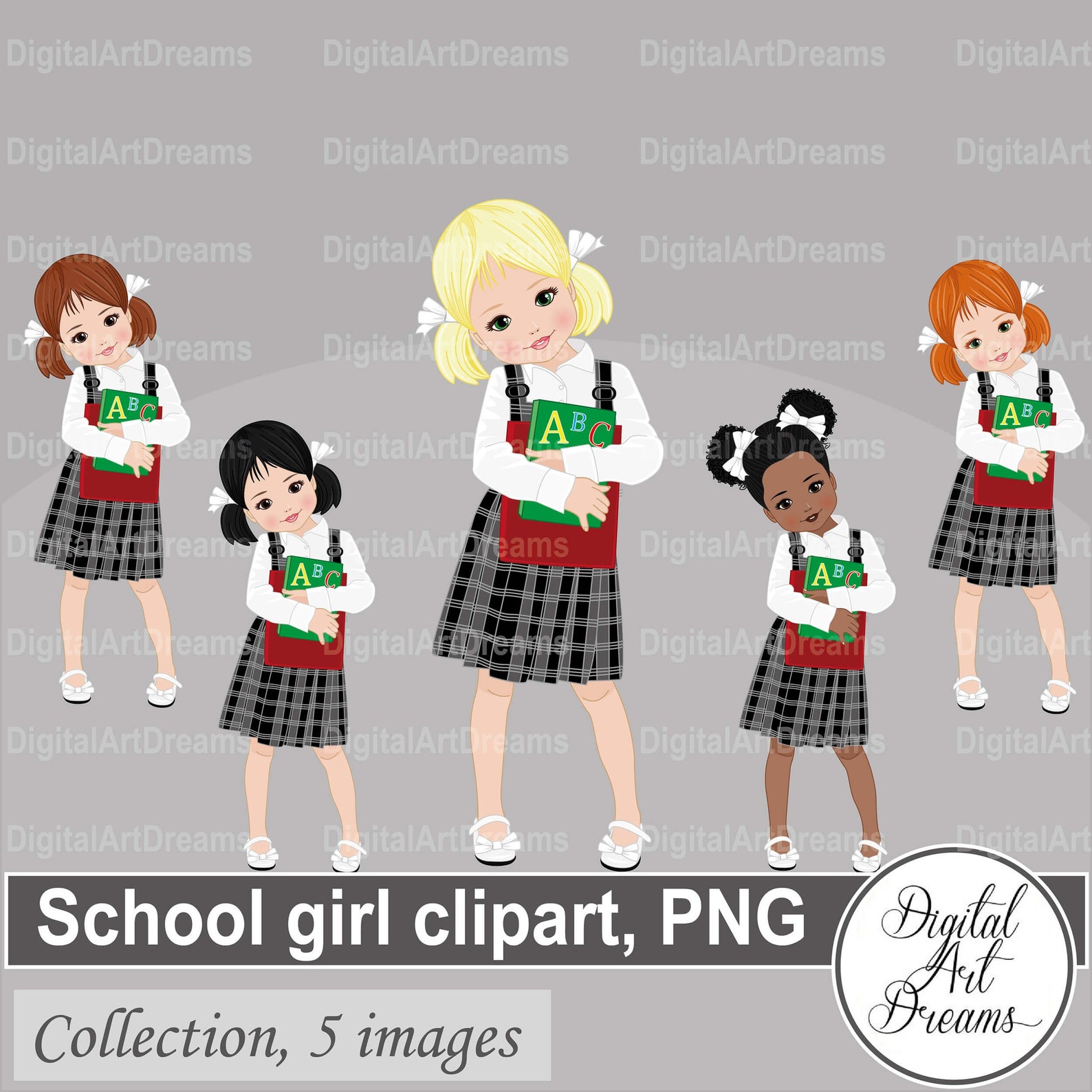 School Girl Clipart Back to School Clipart Girl With Books - Etsy