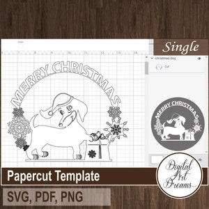 Christmas SVG Cut, Papercutting Template PDF, Dachshund Dog Papercut ...
