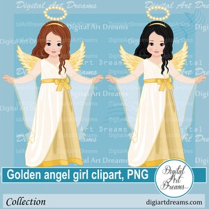 Golden Angel Clipart - Little Girl Png - Christmas Clipart - Angel Png ...