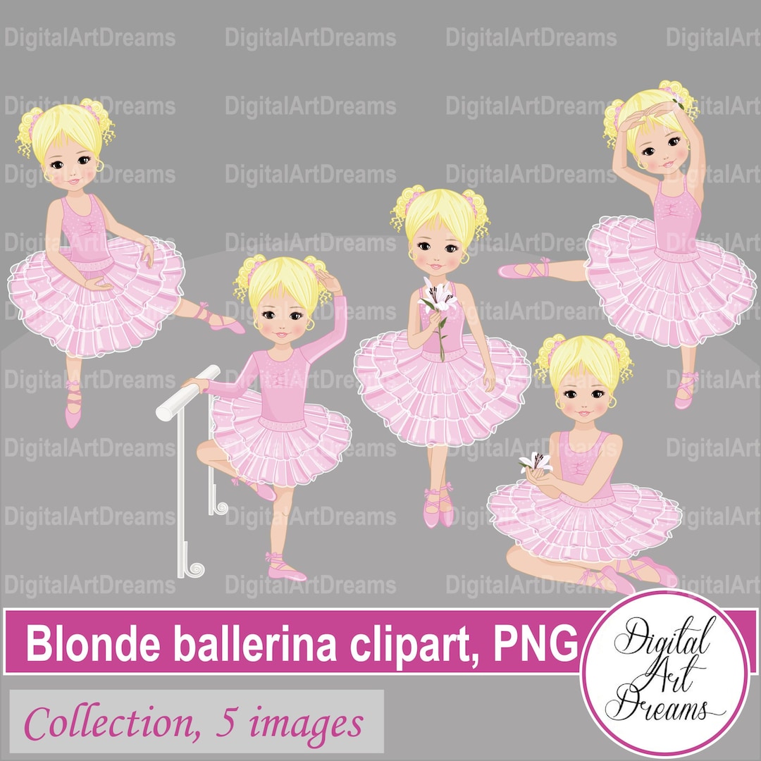 Ballerina Clip Art, Dancing Little Girl, Blonde Ballerinas Pink Tutu ...