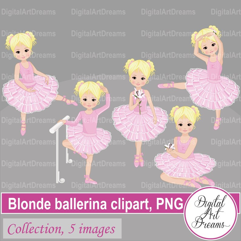 Ballerina Clip Art, Dancing Little Girl, Blonde Ballerinas Pink Tutu ...