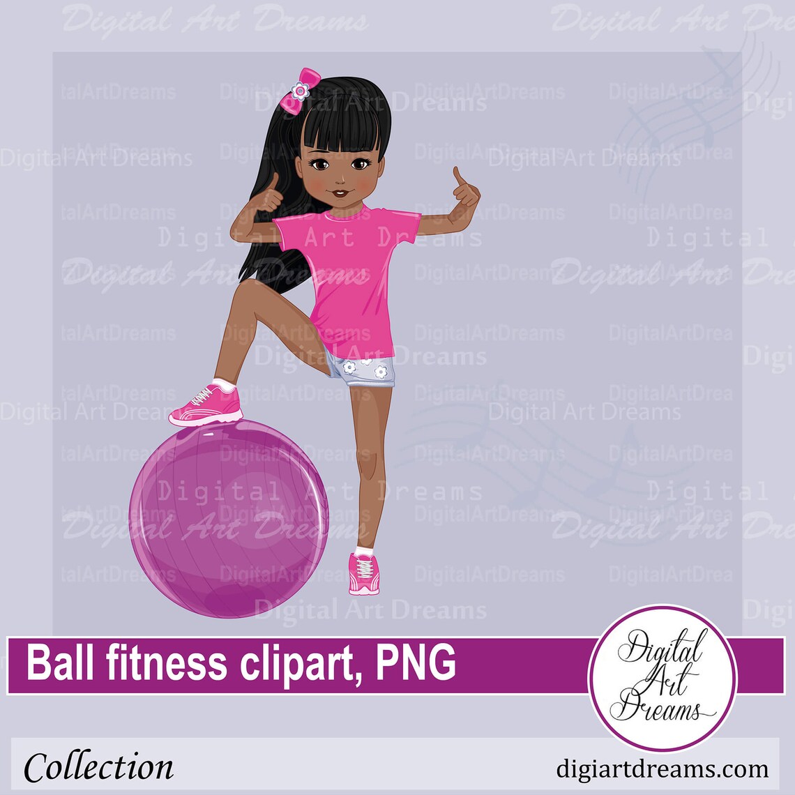Gym Clipart Exercise Clip Art Girls With Fitness Ball Cute - Etsy