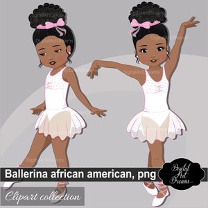 Ballerina African American Clipart, Little Girls Graphics, Cute ...