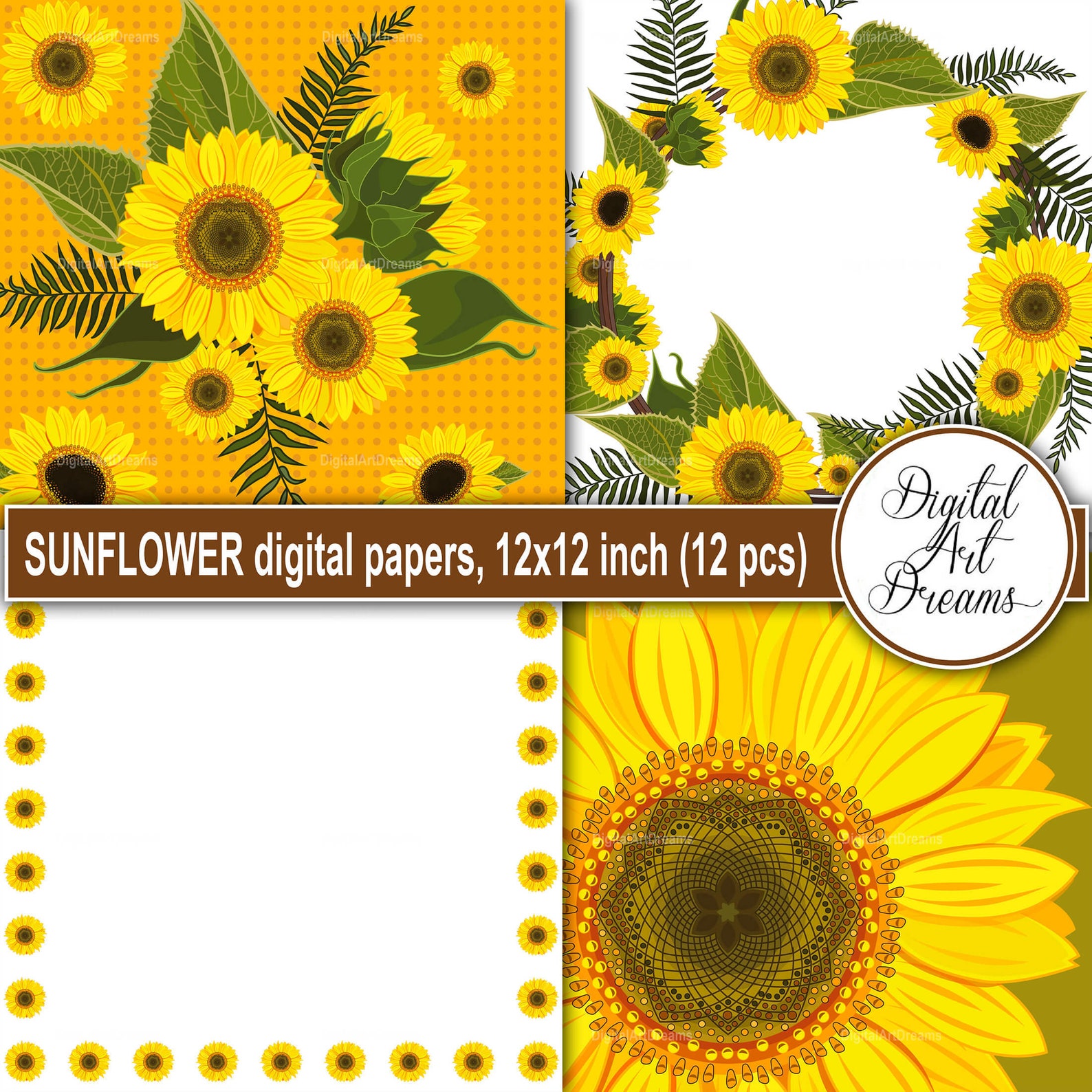 Sunflower Background Flower Background Digital Paper - Etsy