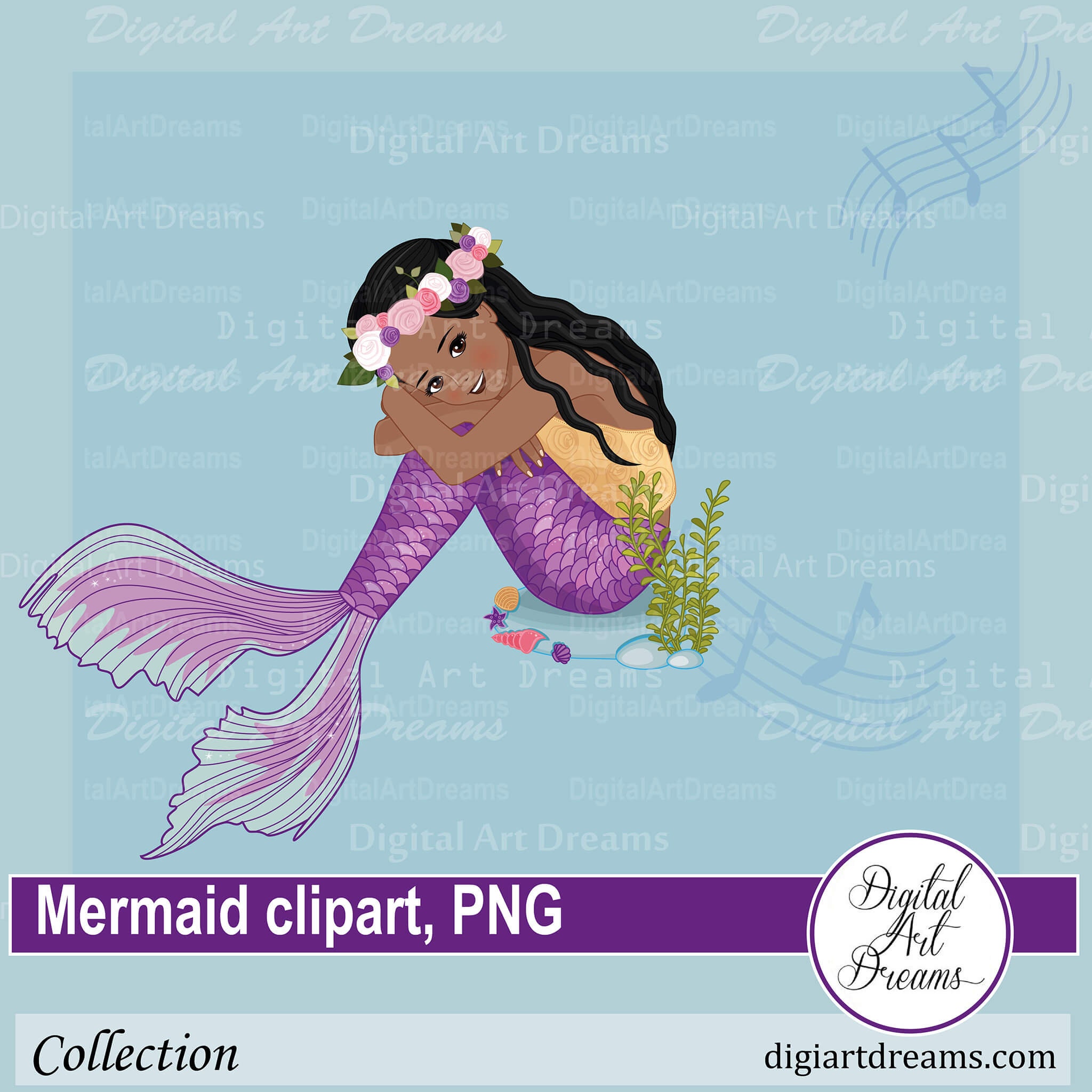 Mermaid сlipart Little Girl Png Image Under the Sea Clipart - Etsy