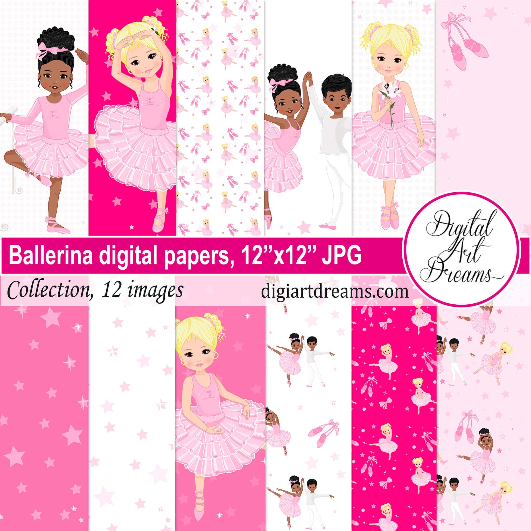 Ballerina Digital Papers Pink Ballet Scrapbooking Paper - Etsy