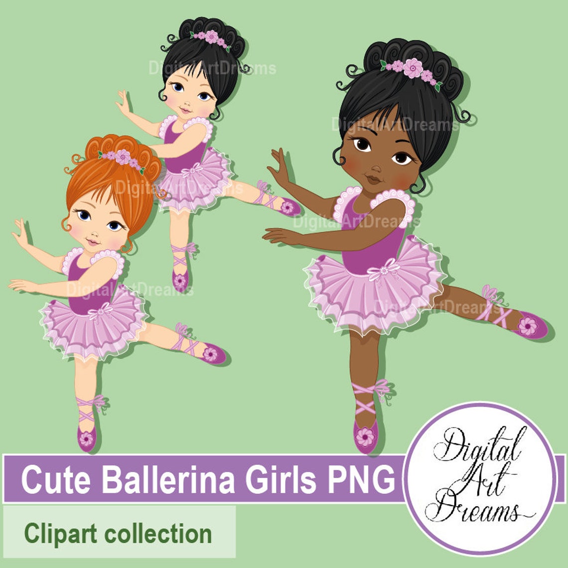Ballerina Clip Art Cute Girls Clipart Little Girl Graphics - Etsy