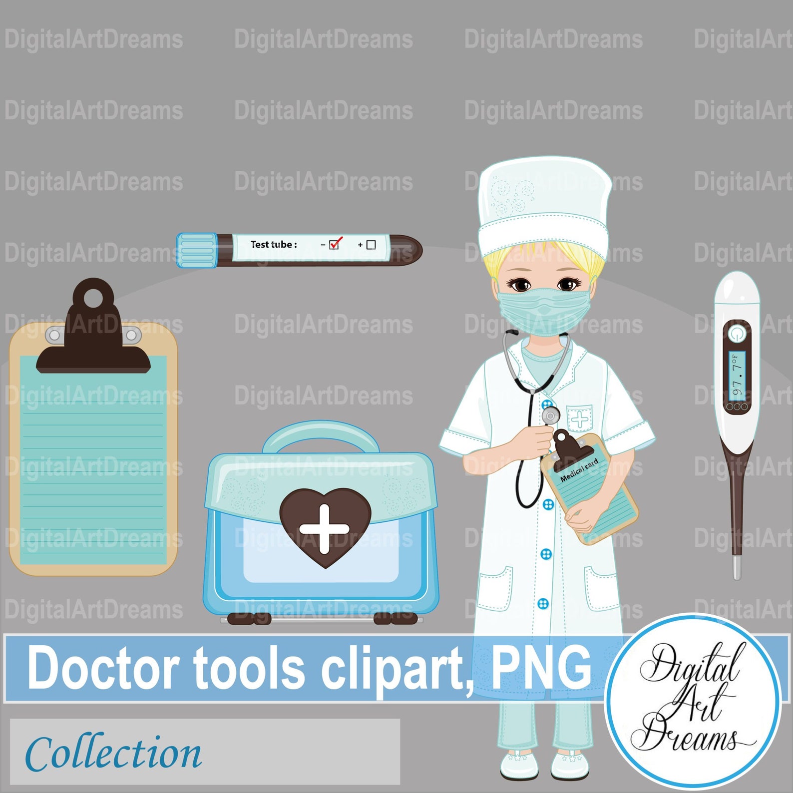 Female Doctor Clipart Medical Tools Clipart Girl Dr | Etsy