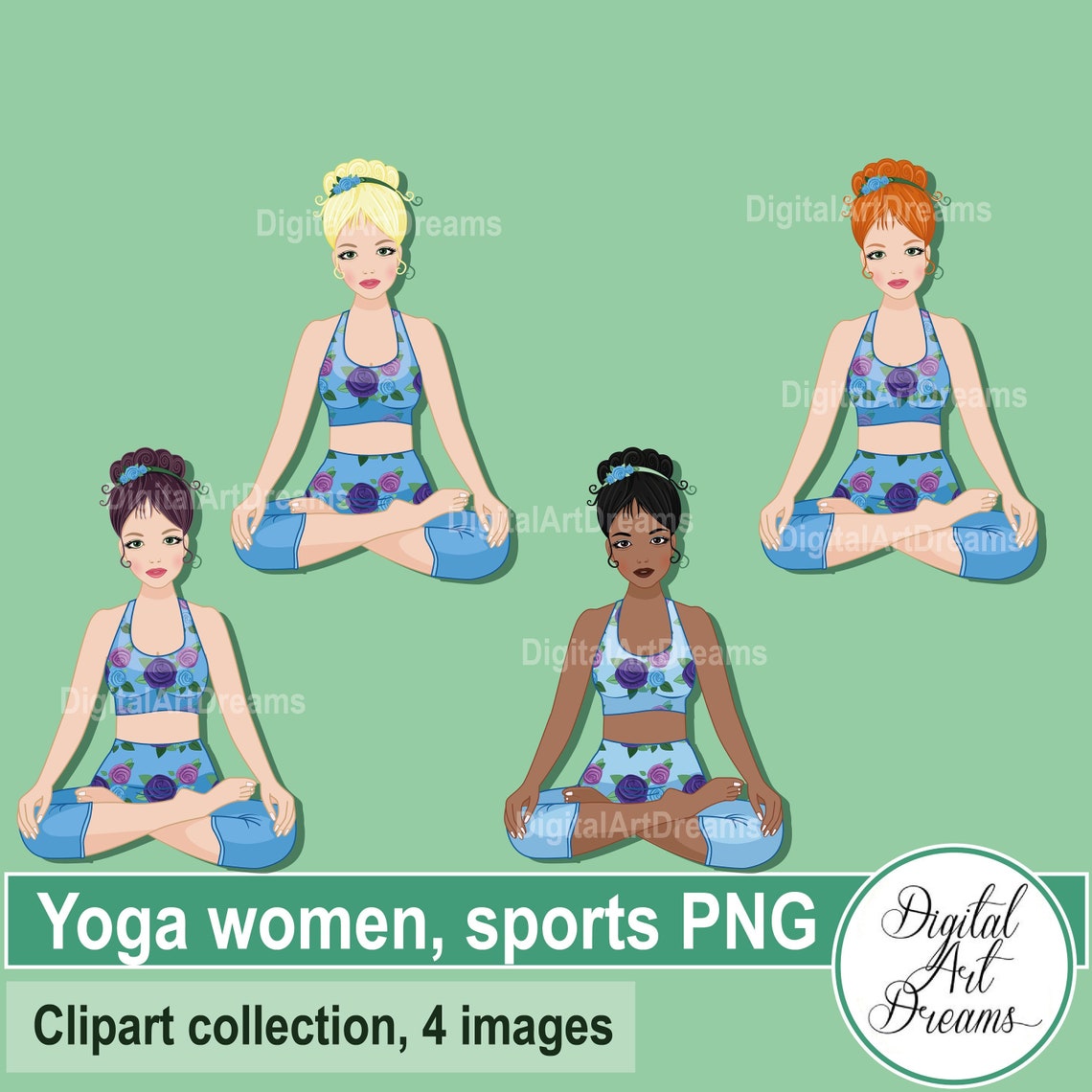 Yoga Clipart Images Yoga Women Graphics Sports Clip Art - Etsy
